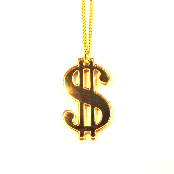 Gold Mirror Acrylic Dollar Sign Necklace – Dolly Loves PolkaDot