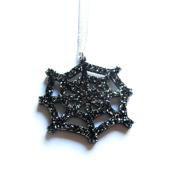 Glitter Black Cobweb Pendant – Dolly Loves PolkaDot