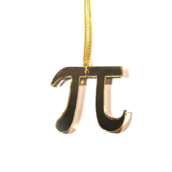 Gold Mirror Acrylic PI Symbol Necklace – Dolly Loves PolkaDot